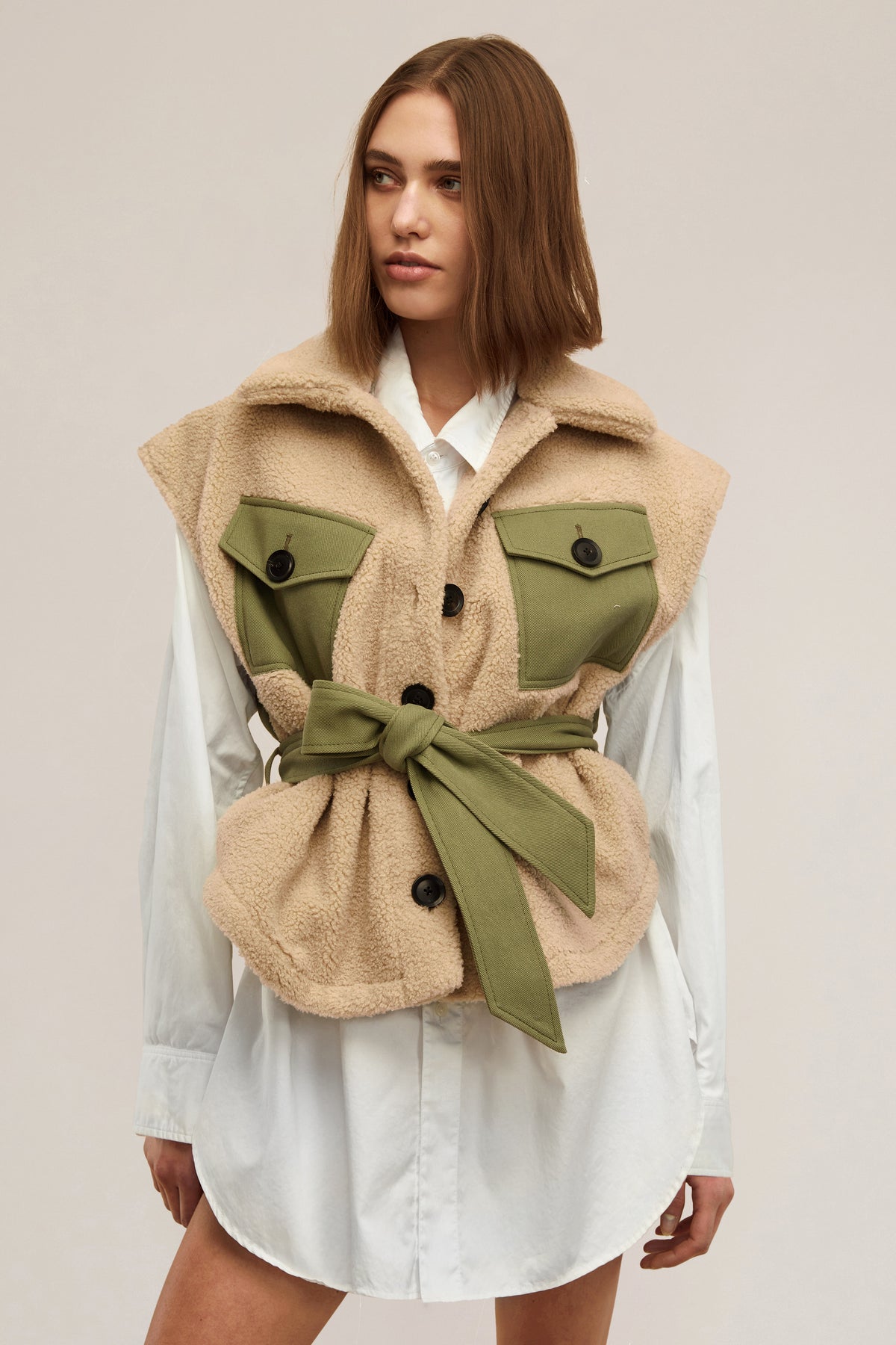 Marissa Webb Frankie Sherpa Twill Vest– HIVE