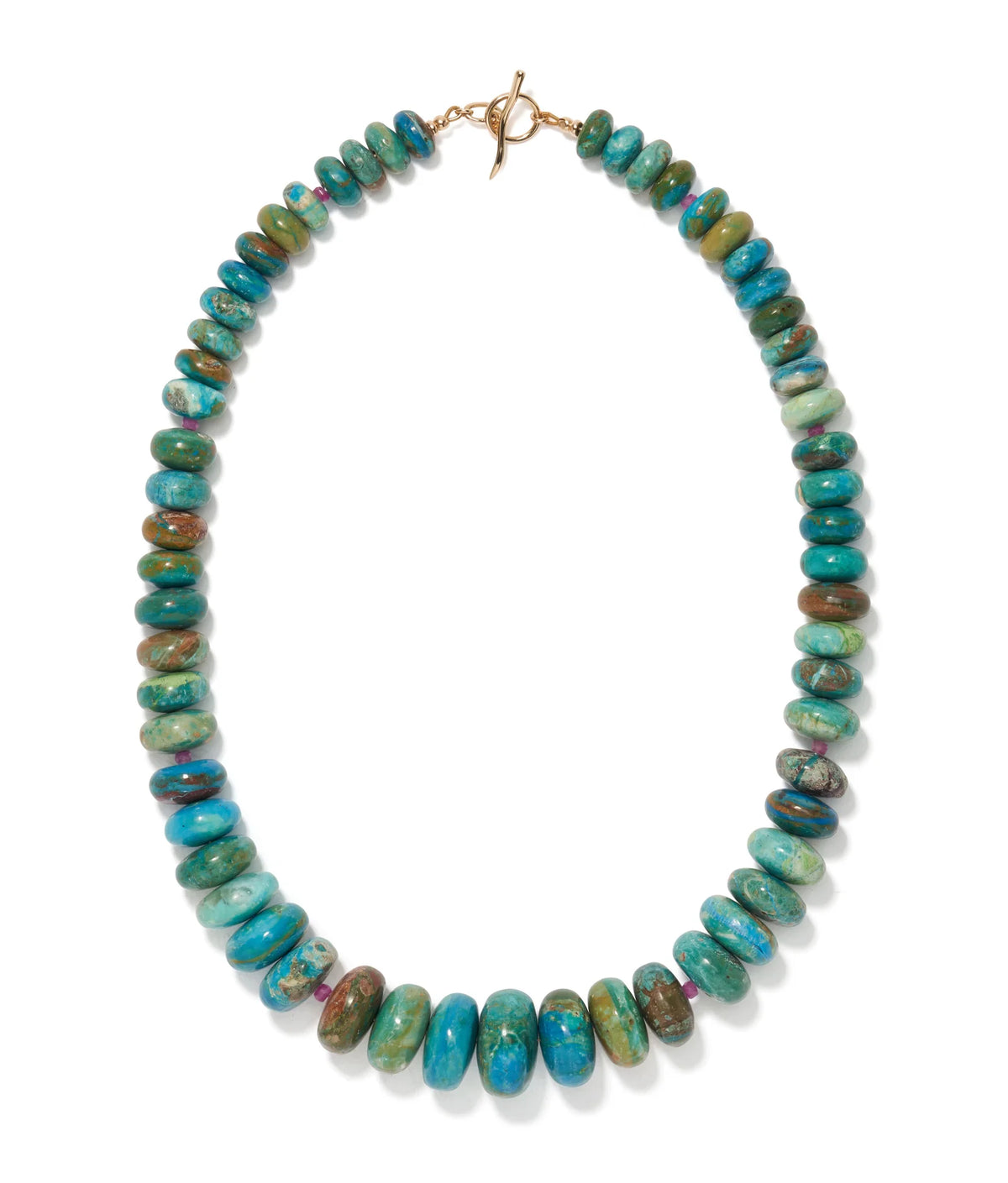 Lizzie Fortunato Large Peruvian Blue Opal, Pink Sapphire & 14k Gold Ne ...